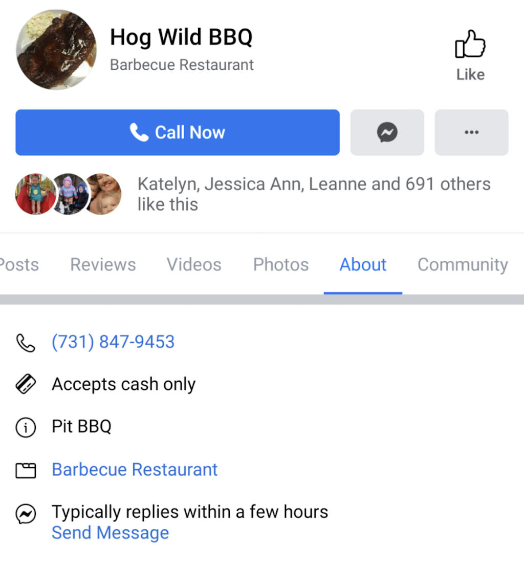 Hog Wild BBQ | 1877 US-412, Parsons, TN 38363, USA