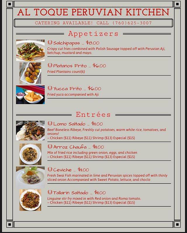 Al Toque Peruvian Kitchen | 1215 San Elijo Rd, San Marcos, CA 92078, USA